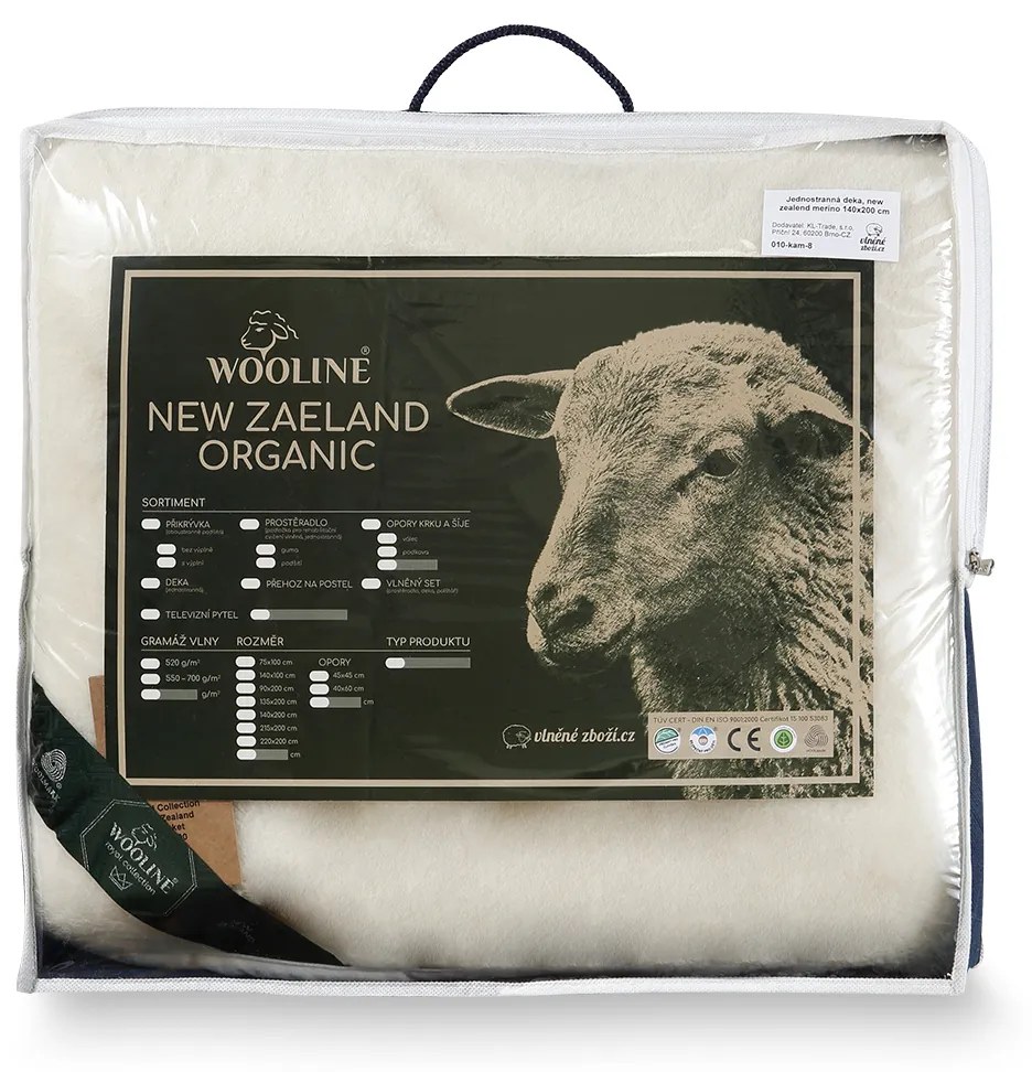 Wooline Vlněná Merino deka sněhově bílá 140x200 cm, Novozélandské Merino