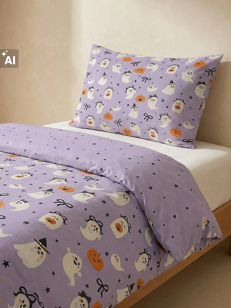 Sinsay - Sada ložního prádla s halloweenským motivem - fialová