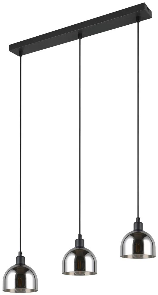 Závěsné stropní osvětlení Molly, černá/chromované sklo