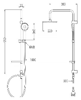 Mexen Carl sprchová sestava s dešťovou sprchou + sprchová baterie Pecos, černá, 72740240-70