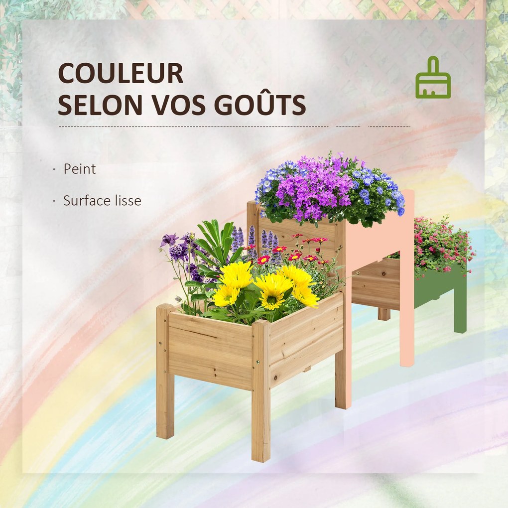 Vyvýšený záhon Outsunny se třemi dvoupatrovými kontejnery 184L x 45Š x 80V cm z předběžně ošetřeného jedlového dřeva pro zavlažování