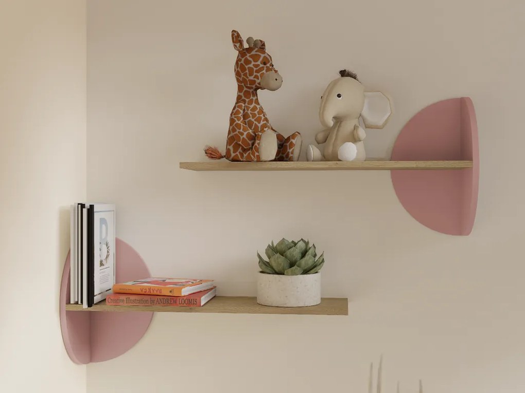 Jurek Regál/knihovna LEXI 3 L/P Barva: práškově růžová