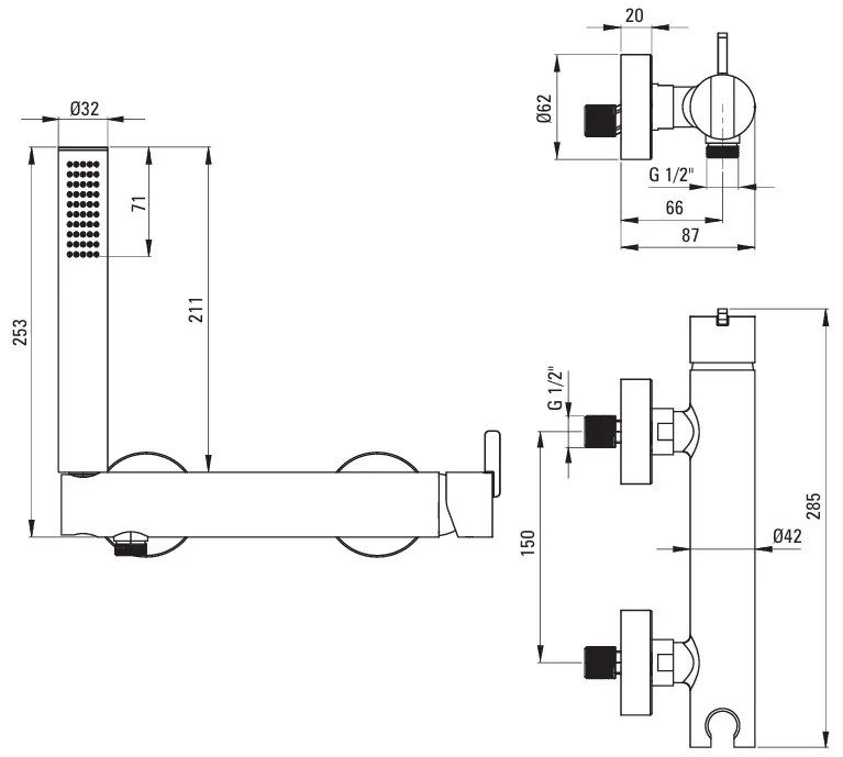 Deante Shower mixer, with shower set