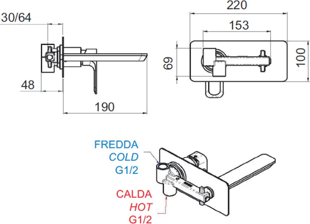 Sapho Sapho, SPY podomítková umyvadlová baterie, chrom, PY08