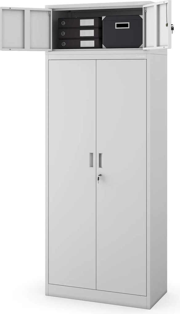 Kovová kancelářská skříň na dokumenty se 4 policemi, šedá, 1750x800x400 mm: JAN