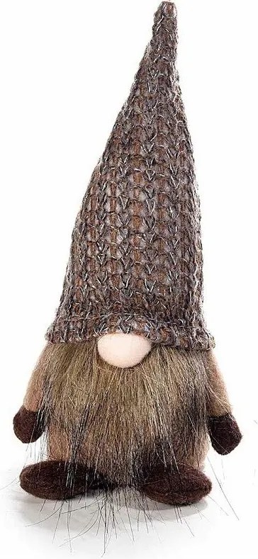 Lesní zimní skřítek s hnědou čepicí 18 cm