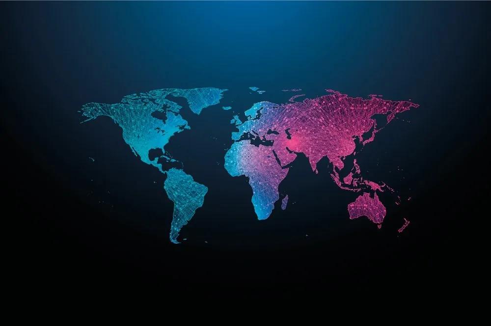 Samolepící tapeta noční mapa světa - 300x200 cm