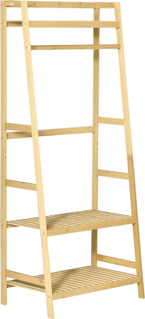 HOMCOM Bamboový věšák s poličkami pro předsíň a ložnici, 70x42x164 cm | Aosom