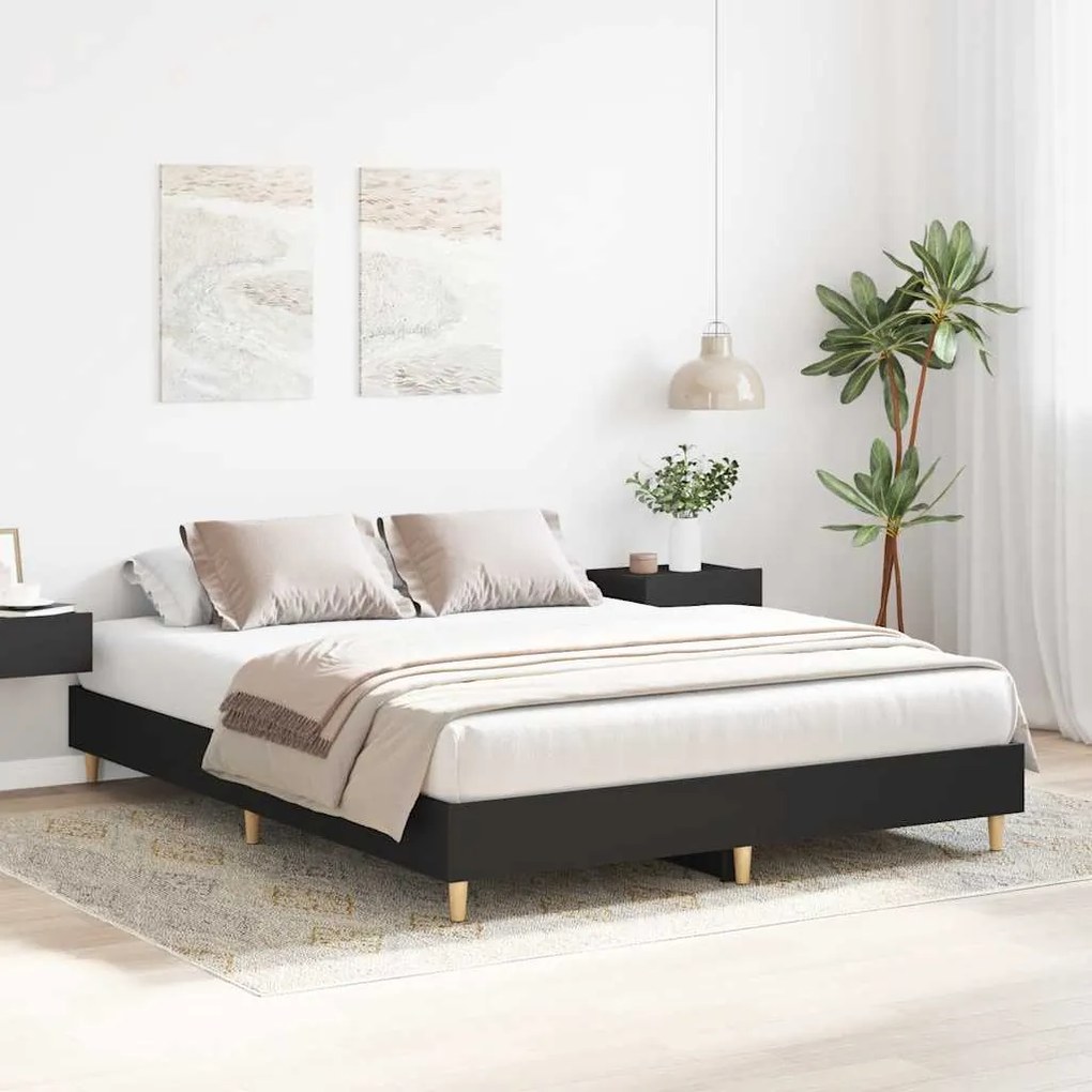 Rám postele bez matrace černý 150x200 cm Technické dřevo 3328709