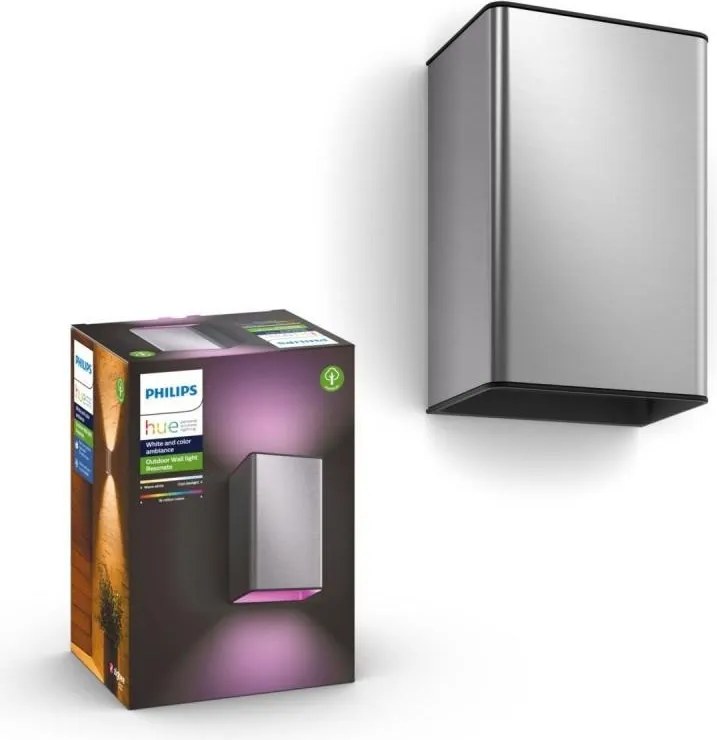 PH 17464/47/P7 HUE Resonate SVÍTIDLO VENKOVNÍ NÁSTĚNNÉ LED RGBW 2x8W 1200lm 2000-6500K IP44, nerez - PHILIPS HUE (915005843001)