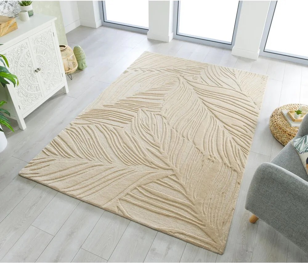 Kusový koberec Solace Lino Leaf Natural, 200x290, béžová, obývacia izba, Flair Rugs