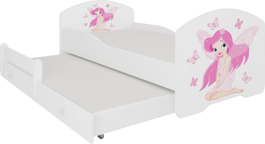 ADRK Furniture Dvojitá postel s matracemi PEPE II GIRL WITH WINGS 160x80 CH-Pep-II-Girl - win-E1020