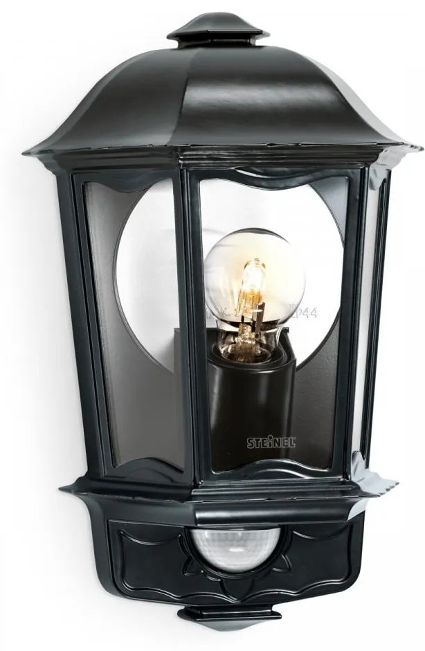 Steinel 644413 L190S, rustikální nástěnná lampa se senzorem, 1x60W E27, černá, IP44