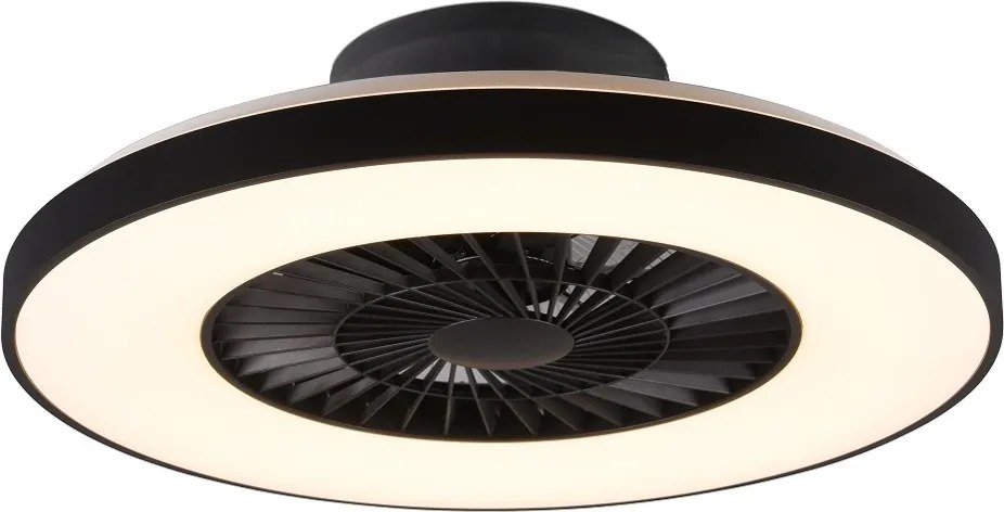 Reality Stropní LED svítidlo Halmstadt s ventilátorem černé, pr. 59 cm