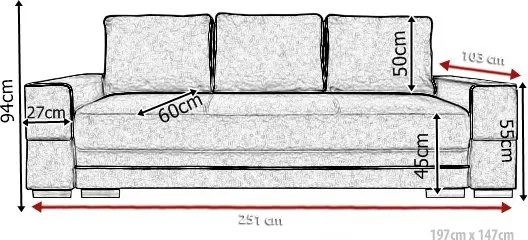 Falco Rozkládací pohovka Sabina A, s úložným prostorem, sv.šedá