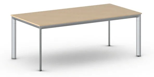 Kancelářský stůl PRIMO INVITATION, šedostříbrná podnož 2000 x 1000 mm, ořech