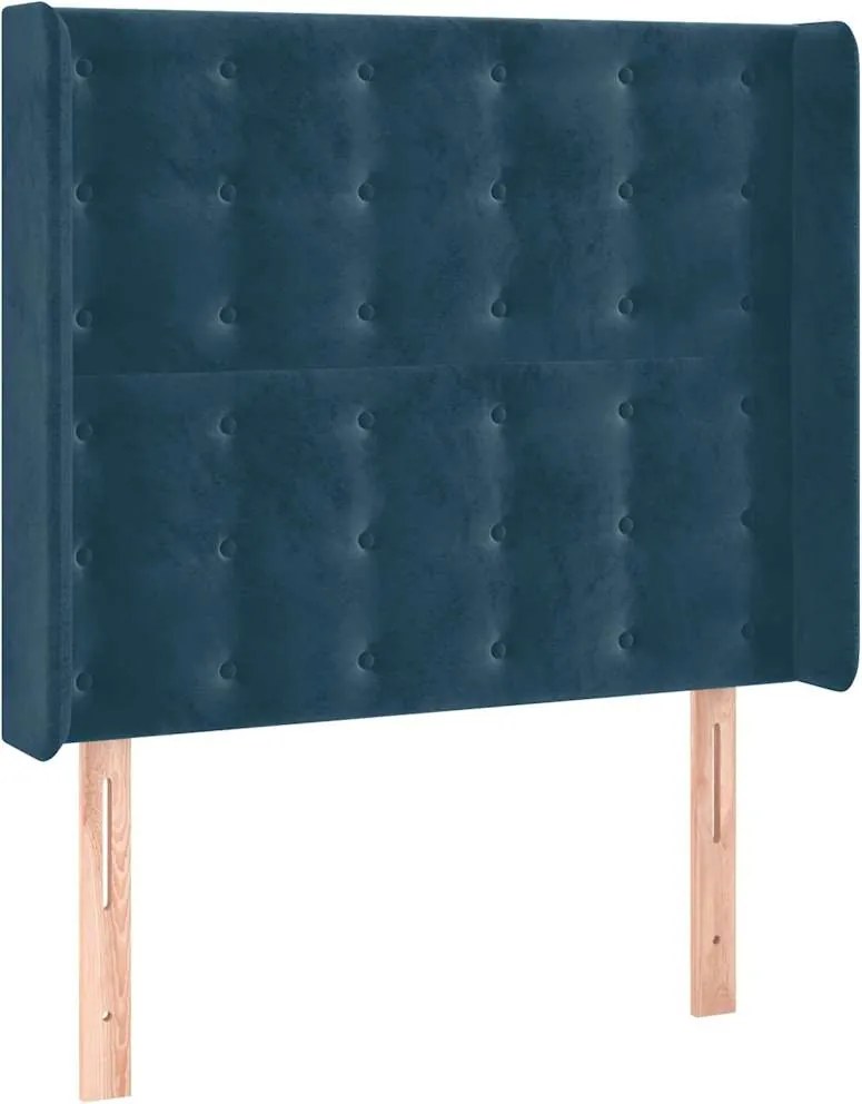 Čelo postele typu ušák tmavě modrá 83x16x118/128 cm samet 3120048