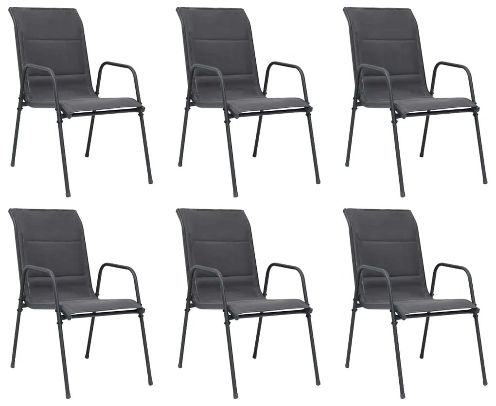 313074 vidaXL Stohovatelné zahradní židle 6 ks ocel a textilen antracitové