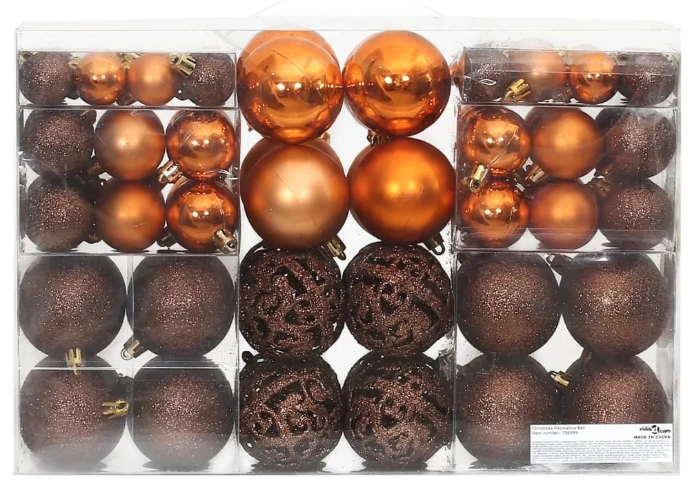 vidaXL Sada vánočních baněk 100 kusů 3/4/6 cm červená