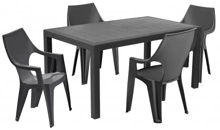 Hector Sada stůl + čtyři židle Melody Dante high šedá