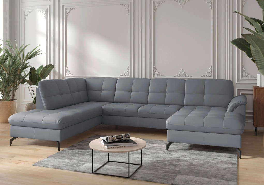 XXXLutz SEDACÍ SOUPRAVA, textil, kůže, šedomodrá Sit & More - Sedací soupravy - 00014401635Z