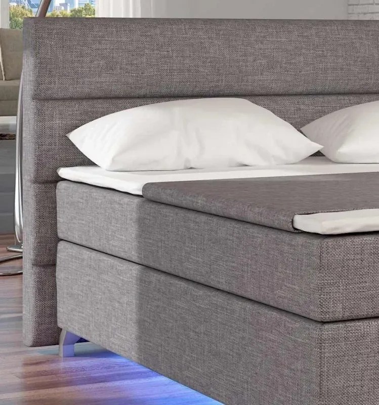 Postel Boxspring Amadeus + LED 200x180, šedá (koženka - bao 10)