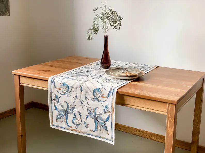 Lenbutik Lněný běhoun na stůl Art deco Rozměry ubrusů: 180x50 cm
