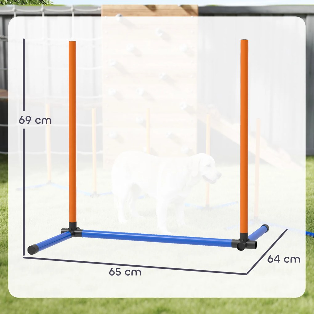 Agility set pro psy 3dílné agility vybavení se slalomovými tyčemi Taška na přenášení Výcviková sada pro všechny velikosti psů Oranžová barva