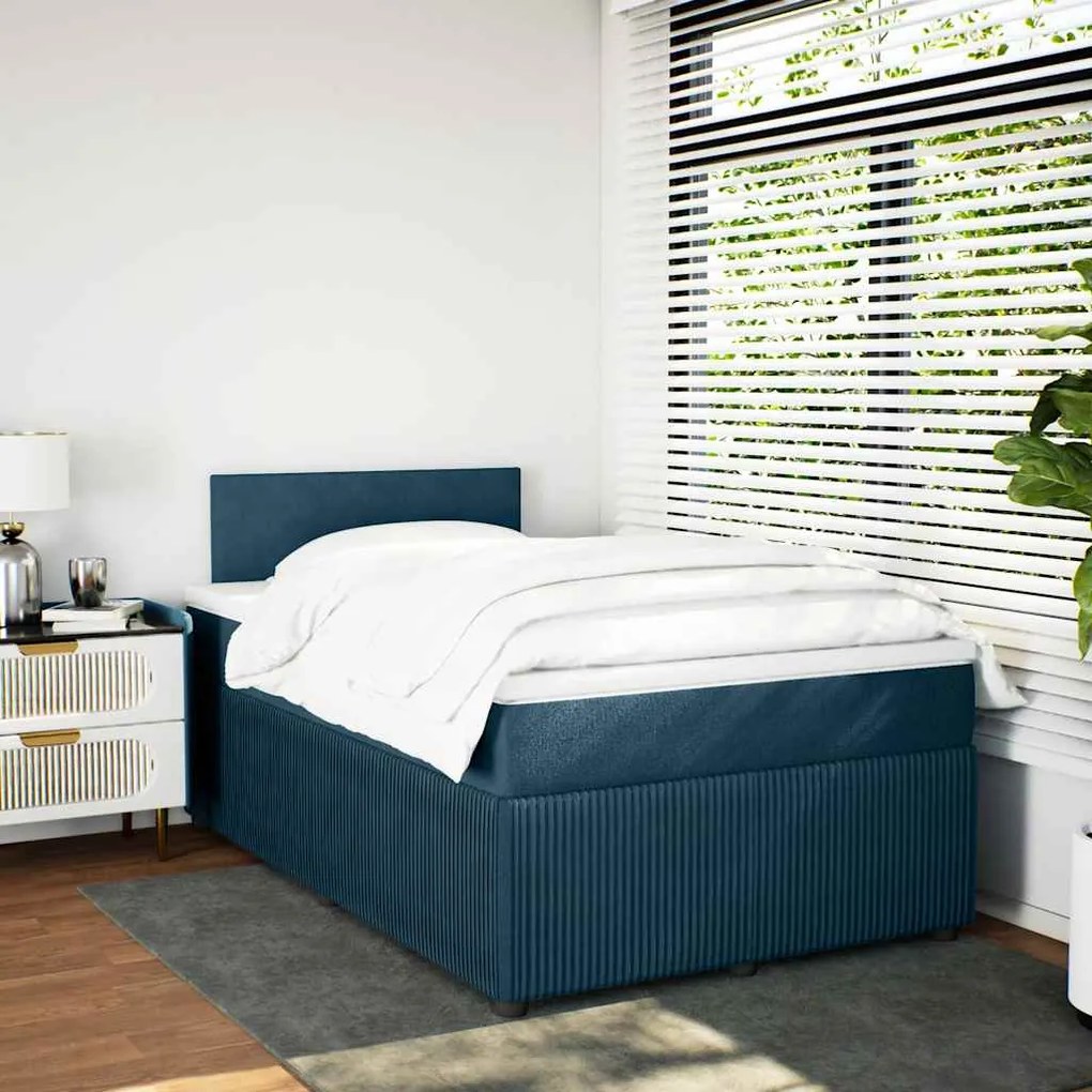 Box spring postel s matrací modrá 120 x 200 cm samet 3290008