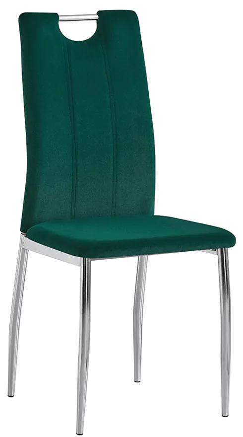 TEMPO Jídelní židle, smaragdová Velvet látka / chrom, OLIVA NEW