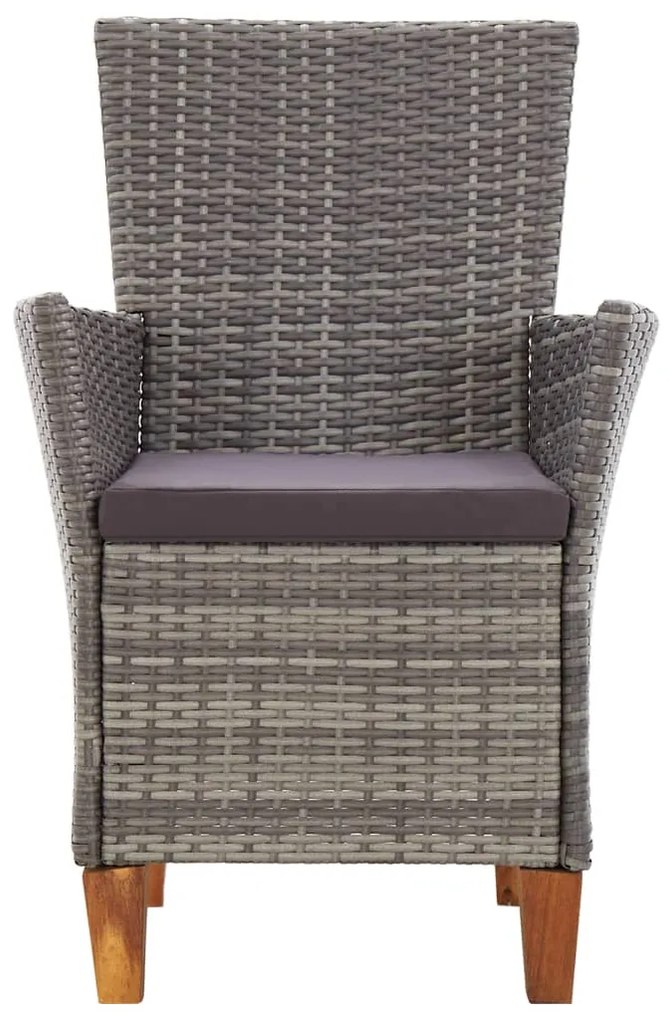 vidaXL Marketos 5dílný jídelní set polyratan a masivní akáciové dřevo šedý