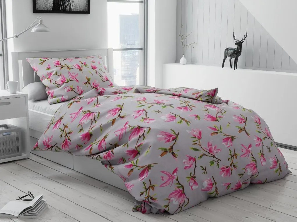 Povlečení bavlněné Magnolia TiaHome - 1x Polštář 90x70cm, 1x Přikrývka 140x200cm