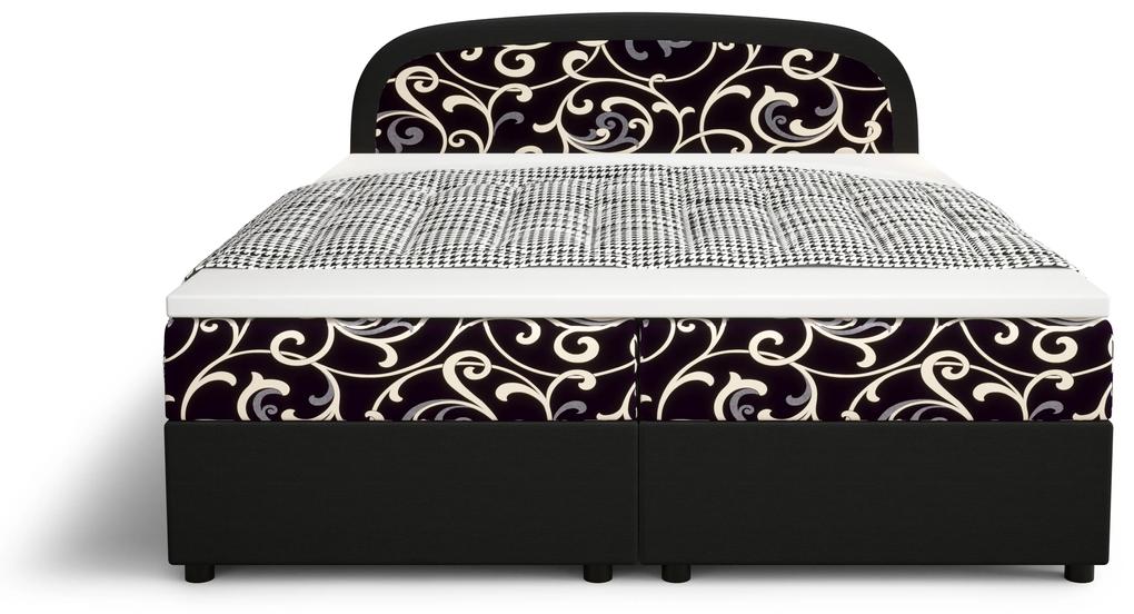 Manželská postel Boxspring 180 cm Brick Comfort (tmavě hnědá + vzor květ) (s matrací a úložným prostorem). 1055778