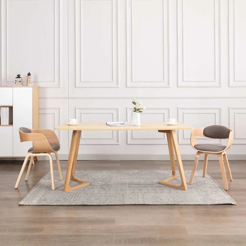 Jídelní židle 2 ks ohýbané dřevo a taupe textil 287390