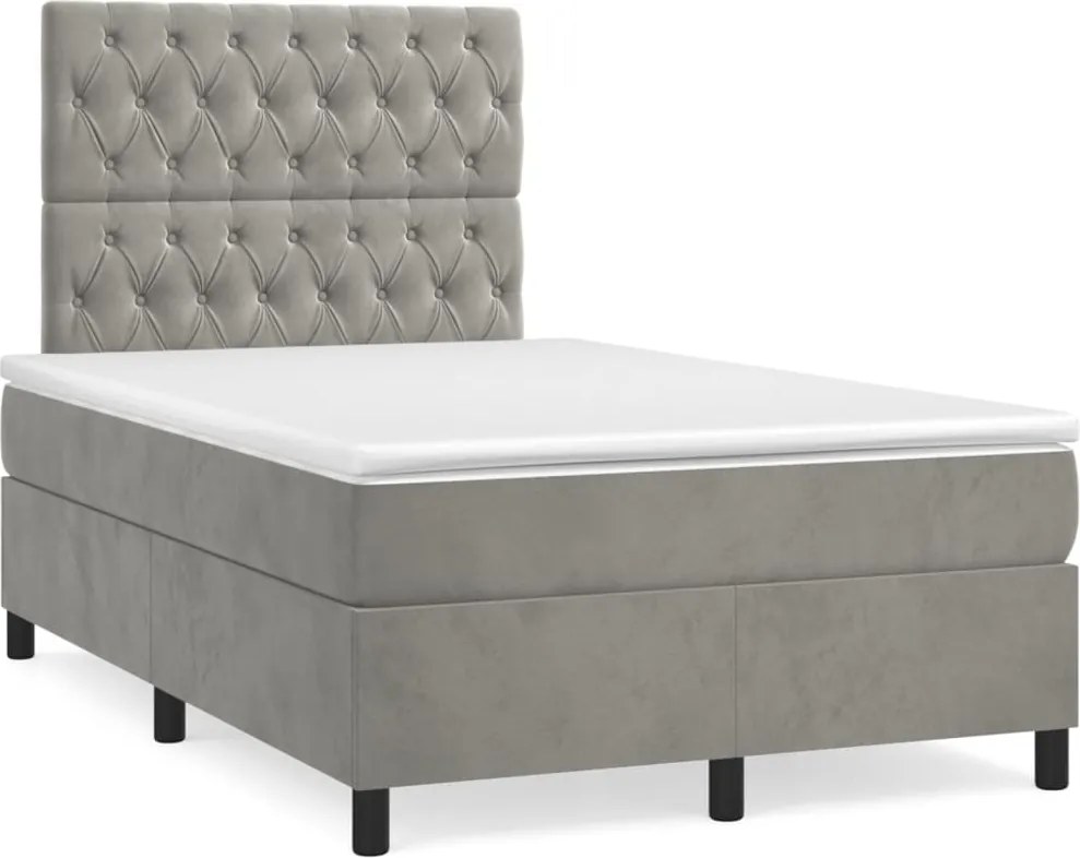 Box spring postel s matrací světle šedá 120 x 200 cm samet 3143193
