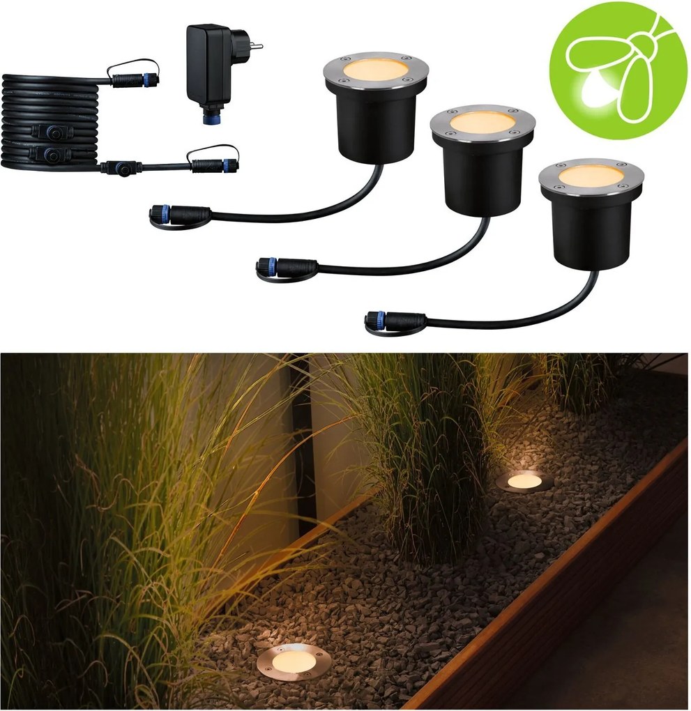 P 94717 Plug & Shine LED zemní svítidlo Floor základní sada neláká hmyz IP67 2200K 3x4,5W antracit - PAULMANN