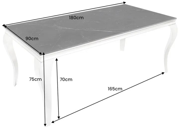 Designový jídelní stůl Rococo 180 cm černý / stříbrný