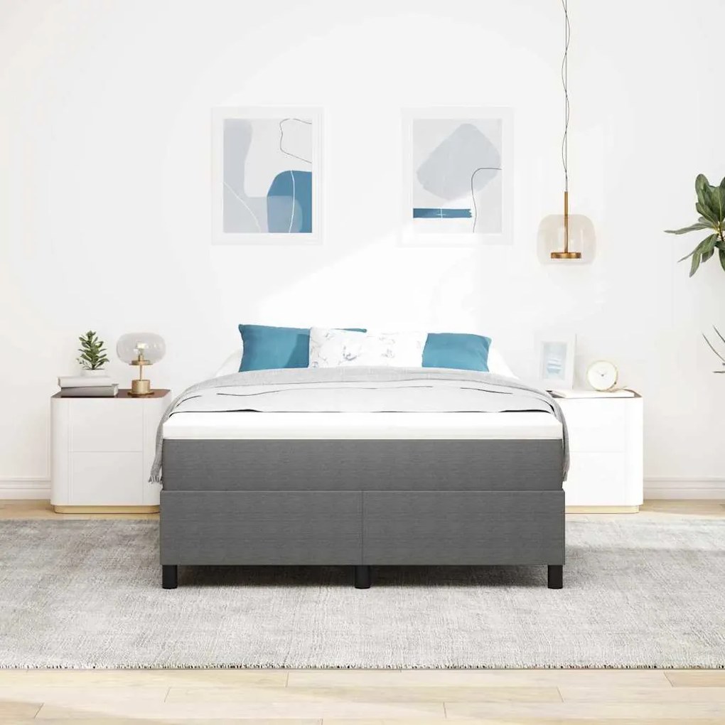 Postel s boxspringem Světle šedá a bílá 140 x 190 cm 3337462