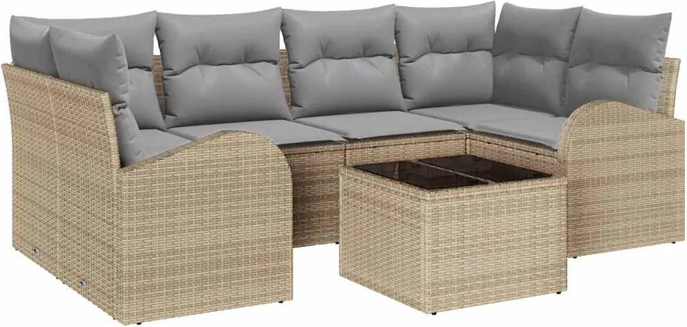 Sada zahradních pohovek 7 ks 6-Počet míst Beige a šedá 3354609