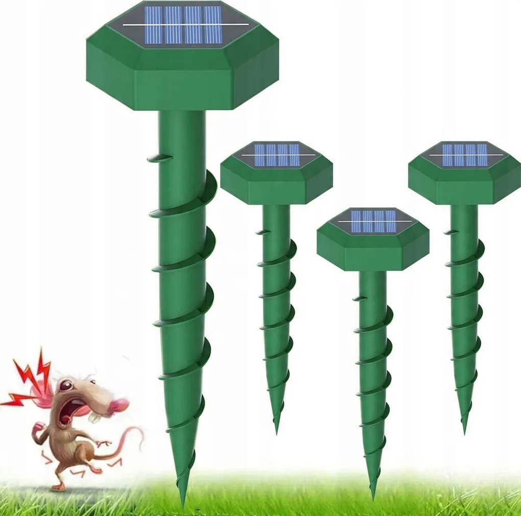 4X Solární Odpuzovač Krtků Krtci Nornice Hlodavců Ultrazvukový Pro Zahradu