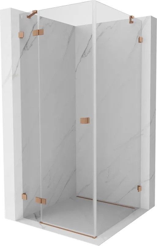 Mexen Lunar, výklopný sprchový kout levý 70 x 70 cm, 8mm čiré sklo, profil měděná matná, 834-070-070-65-00-L