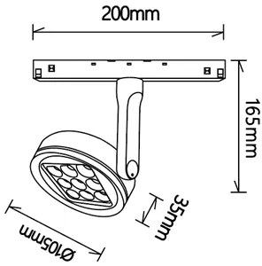 Mantra Magneto 48V, černý spot LED 20W 3000K 50°, on/off, průměr 10,5cm