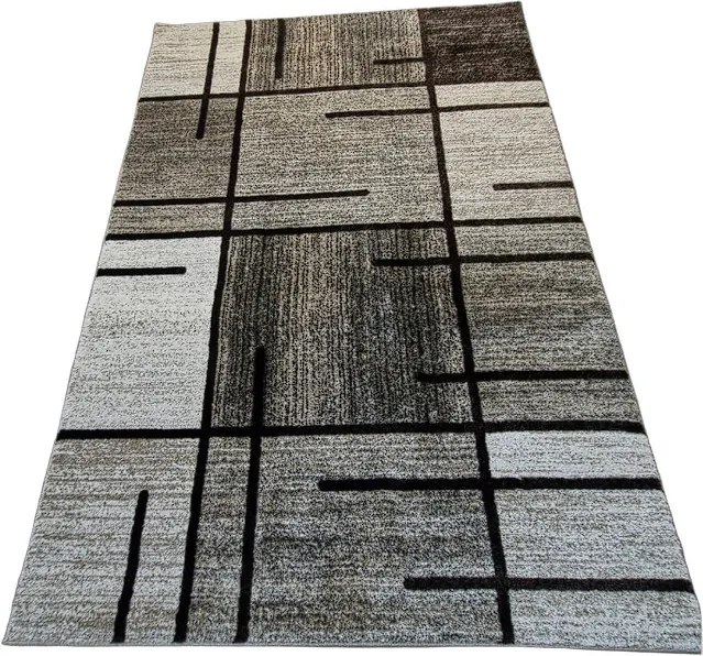 HU Moderní béžovo-hnědý koberec s kostkovaným vzorem Rio 685A-Beige-Fume Rozměr: 60x100 cm