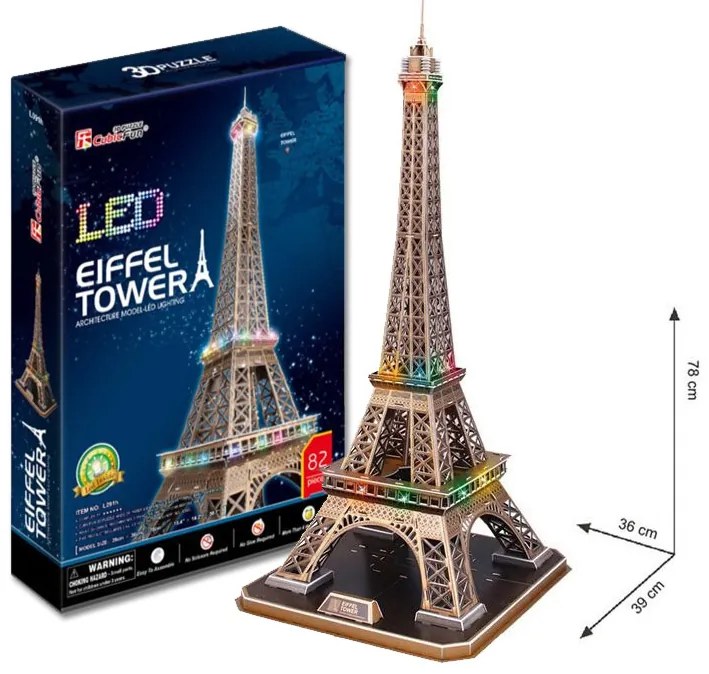 CubicFun - Puzzle 3D Eiffelova věž s LED světlem