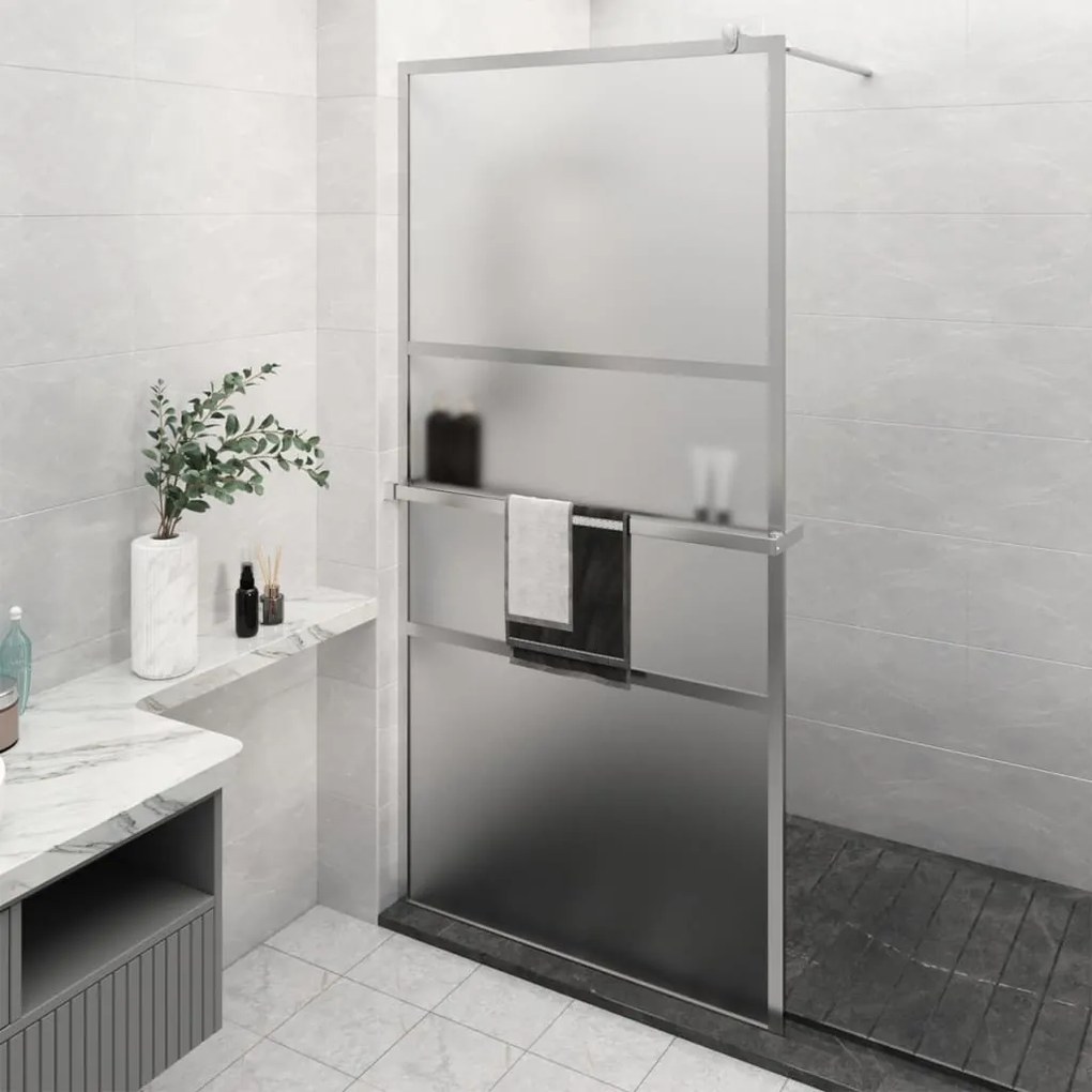 Zástěna do průchozí sprchy s policí chrom 115x195 cm ESG/hliník 3185505