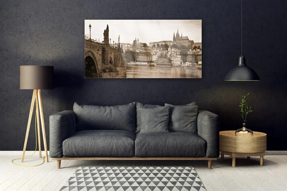 akrylový obraz Praha Most Krajina 120x60 cm