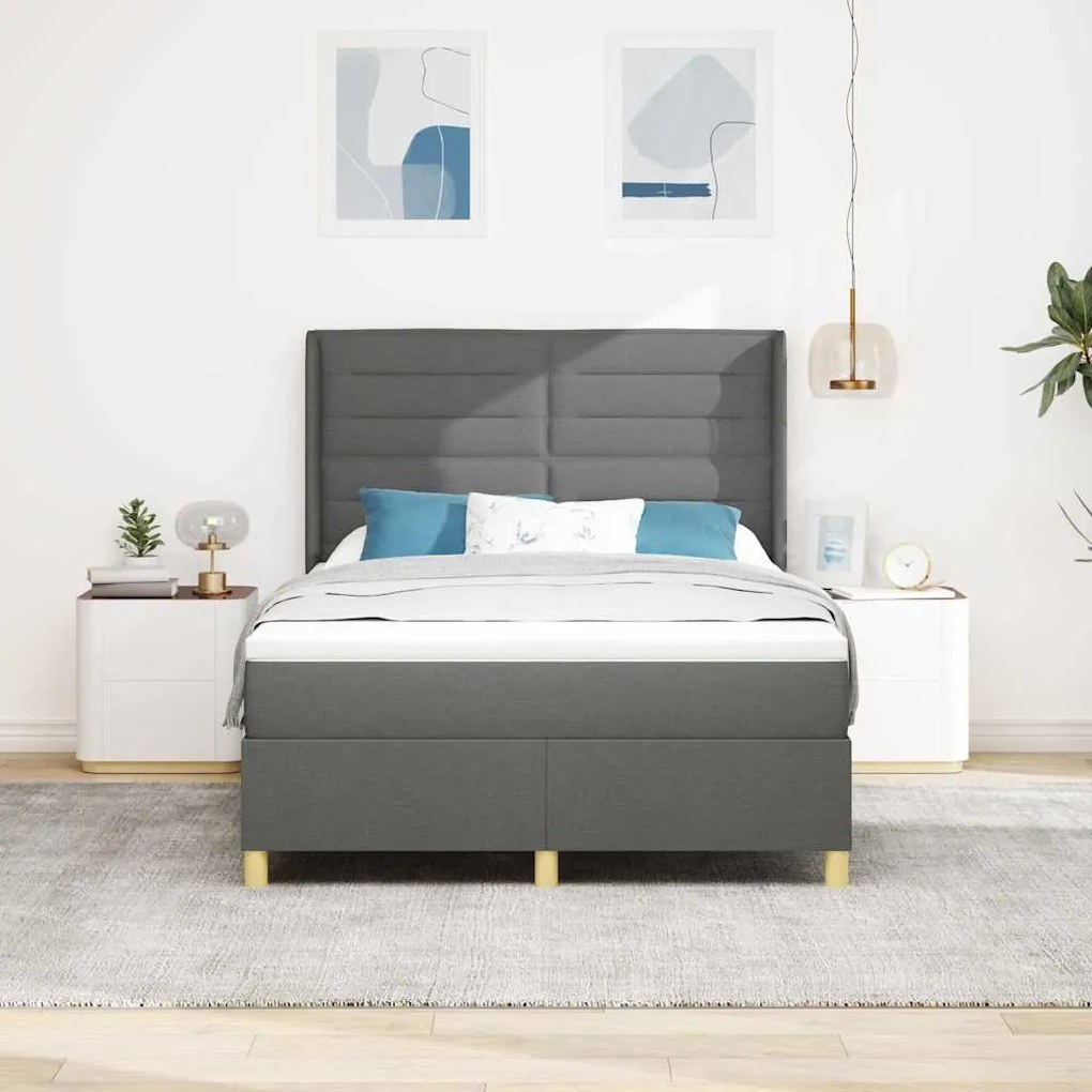 Postel s boxspringem s matrací Tmavě šedá 140 x 190 cm textil 3341764