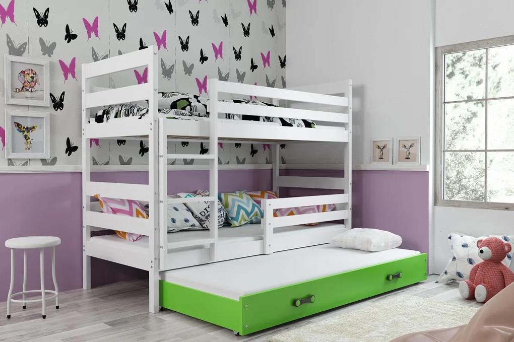 BMS Group Dětská patrová postel s přistýlkou ERYK bílá Velikost postele: 160x80 cm, Barva šuplíku: Růžová
