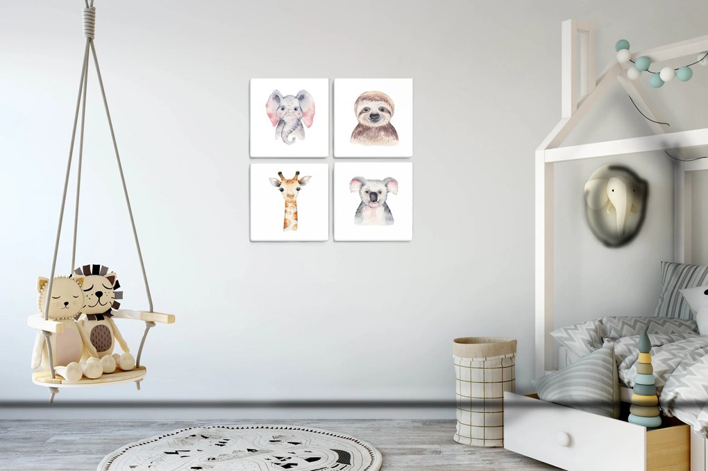 Malvis ® Čtyřdílný obraz Kreslená zvířátka Velikost (šířka x výška): 60x60 cm