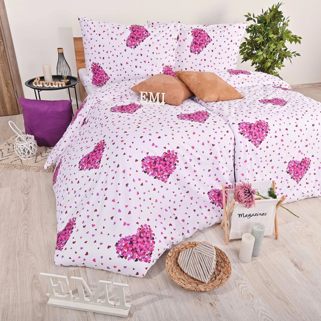 Povlečení Romance fialové EMI: Standardní set jednolůžko obsahuje 1x 200x140 + 1x 90x70